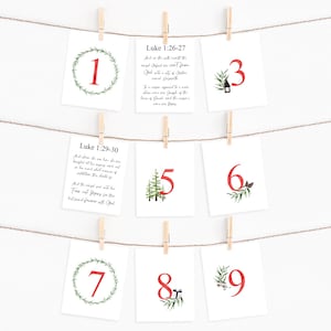 Printable Advent Calendar, Christmas Countdown PDF, Scripture Cards ...