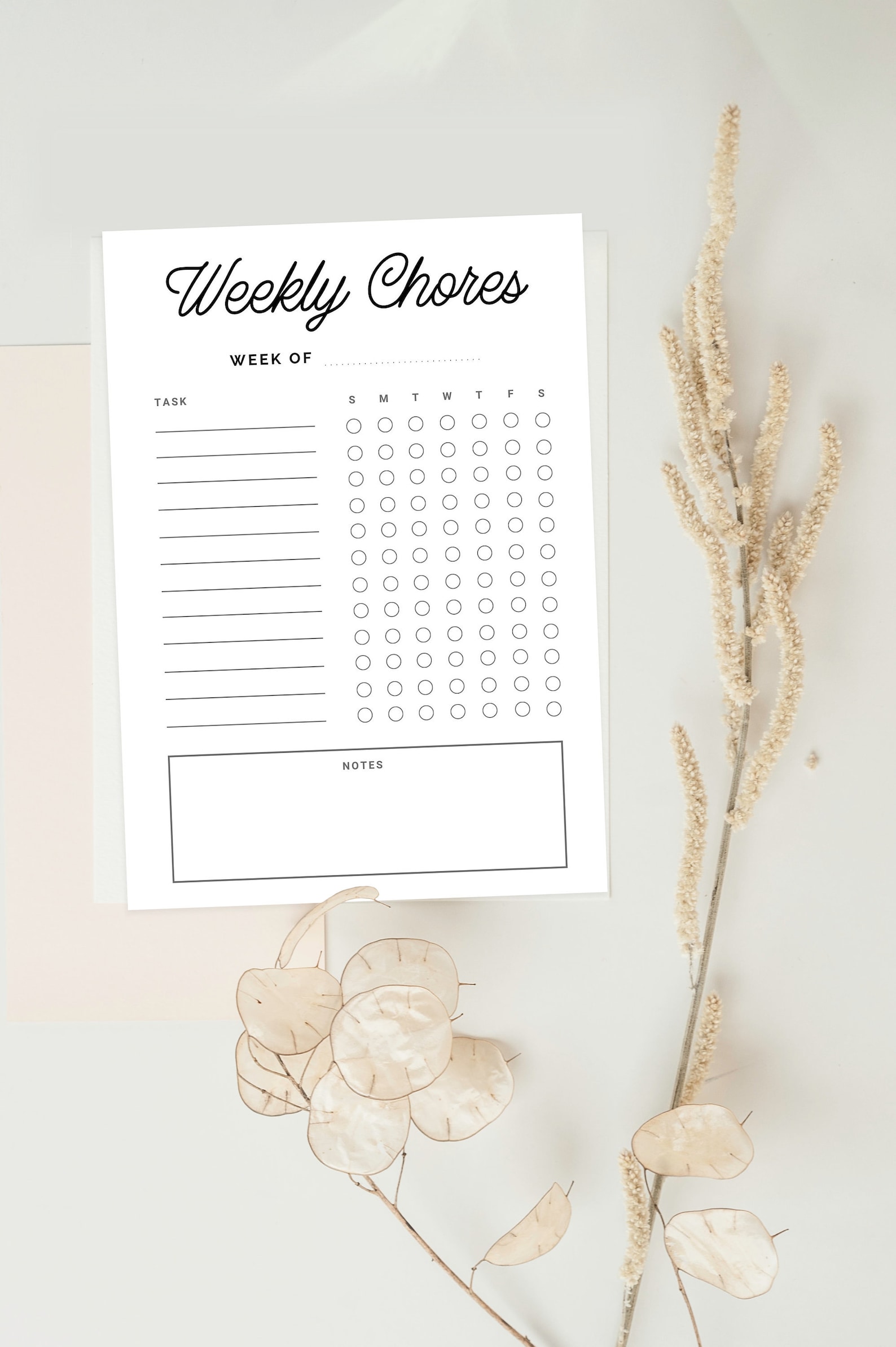 Minimalist Weekly Chore Chart Print . Chore Chart Digital File ...