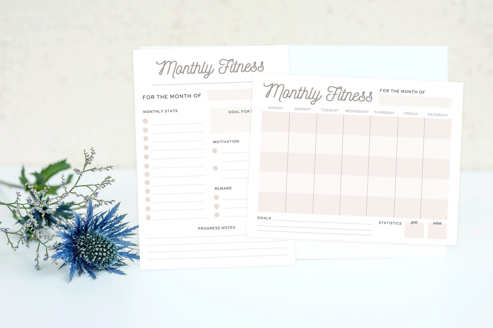 Monthly Fitness Printable Calendar . Digital File . Printable Scheduler ...