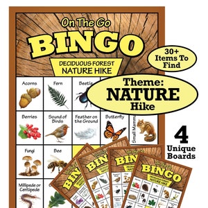 Nature Hike - Bingo Board - 4 Unique Boards - Instant Download ...