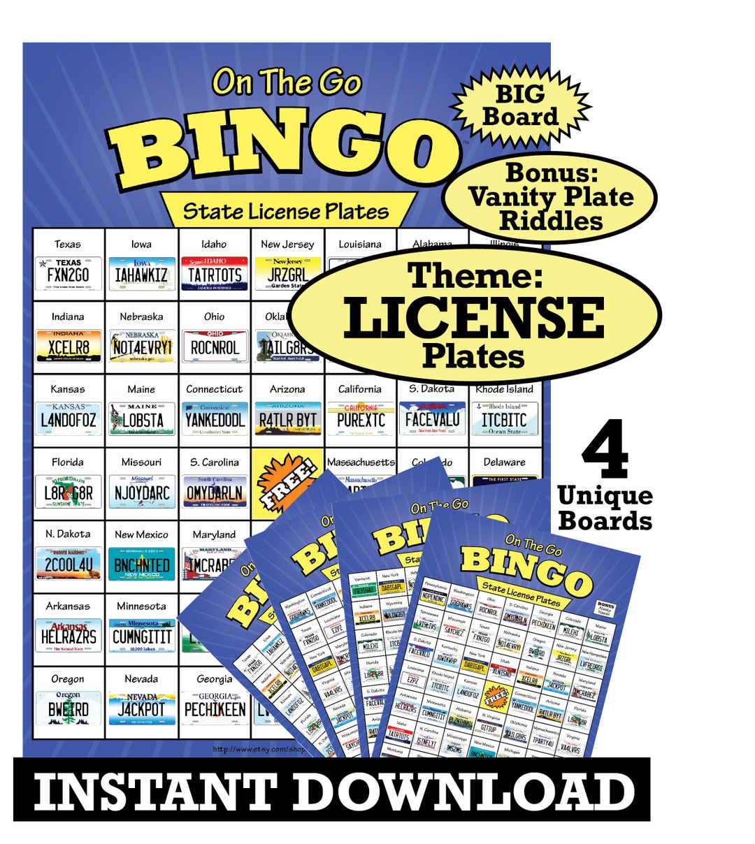 BIG BOARD License Plate Bingo - Travel Game With Vanity Plate Theme ...