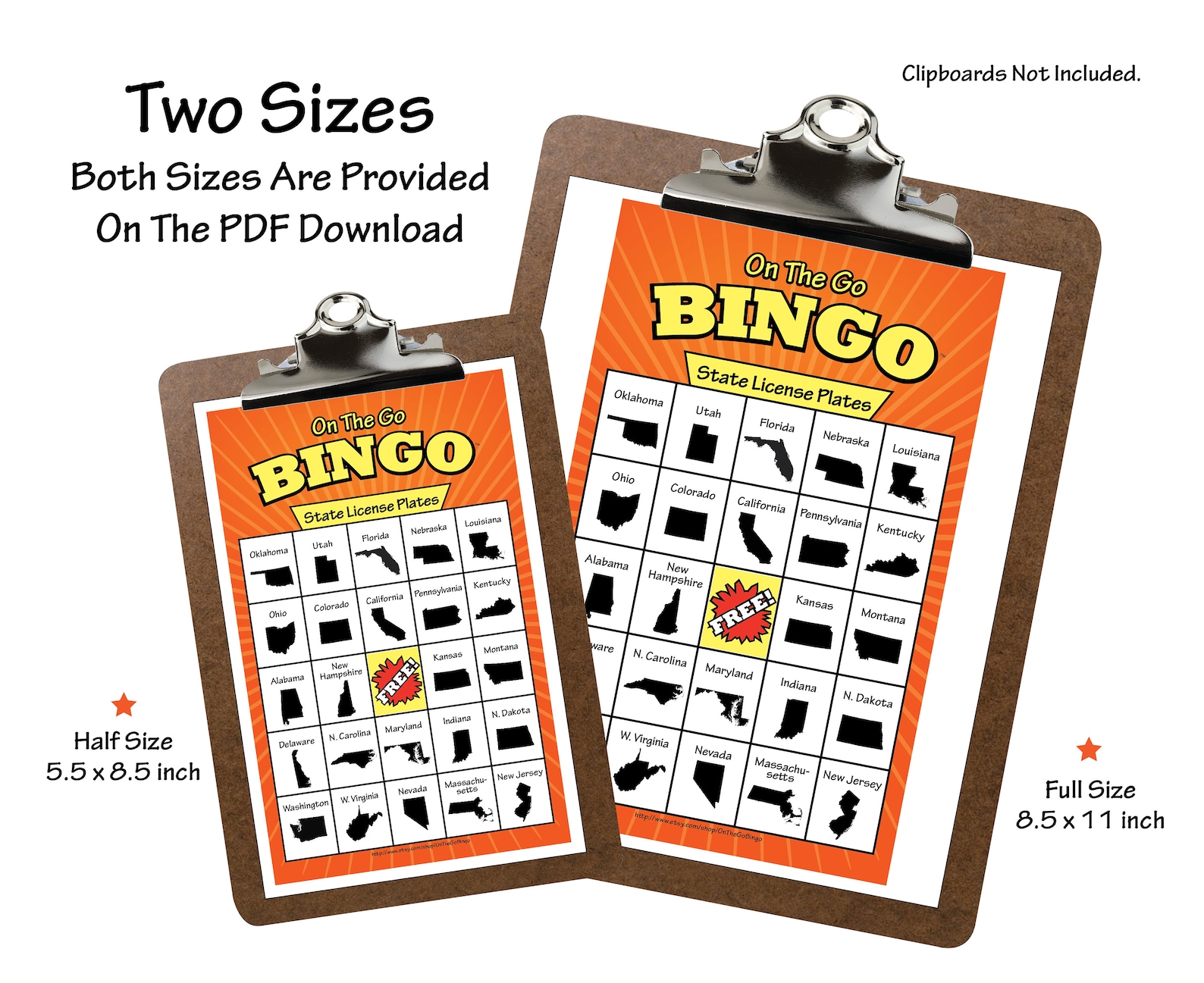 License Plate Travel Bingo Game - 48 States of Continental US - 4 ...