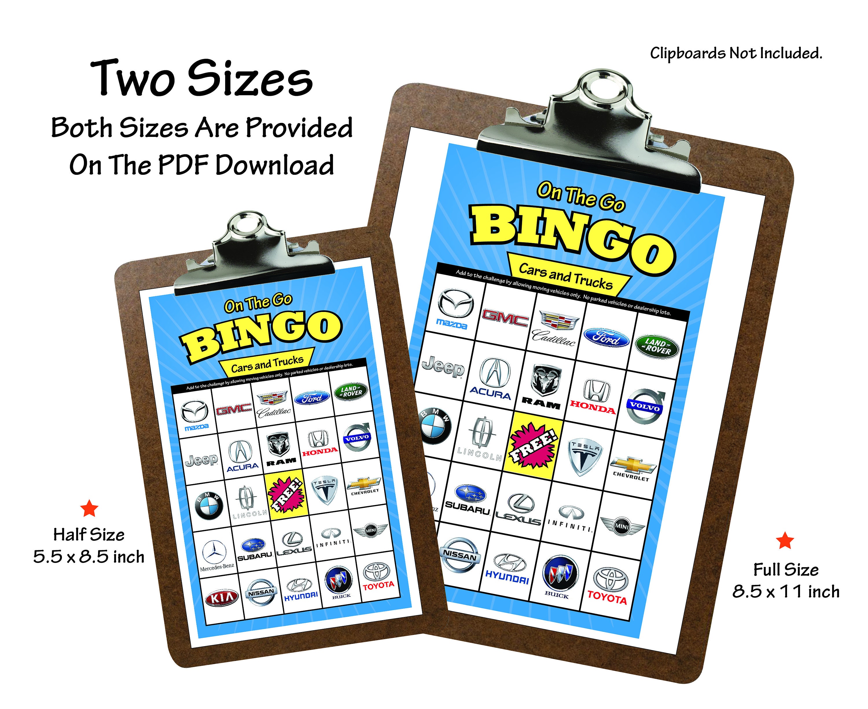 Car-themed Travel Bingo Board - 4 Unique Boards - Instant Download ...