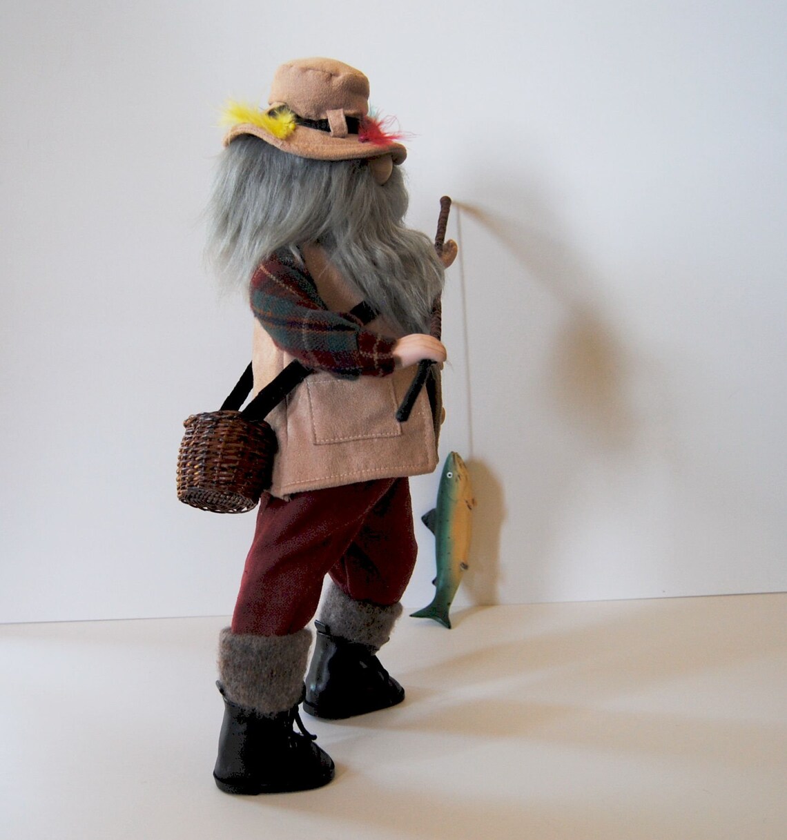 Fisherman Fishing Gnome, Outdoor Gnome, Rugged, Fish Gnome, Farmhouse ...