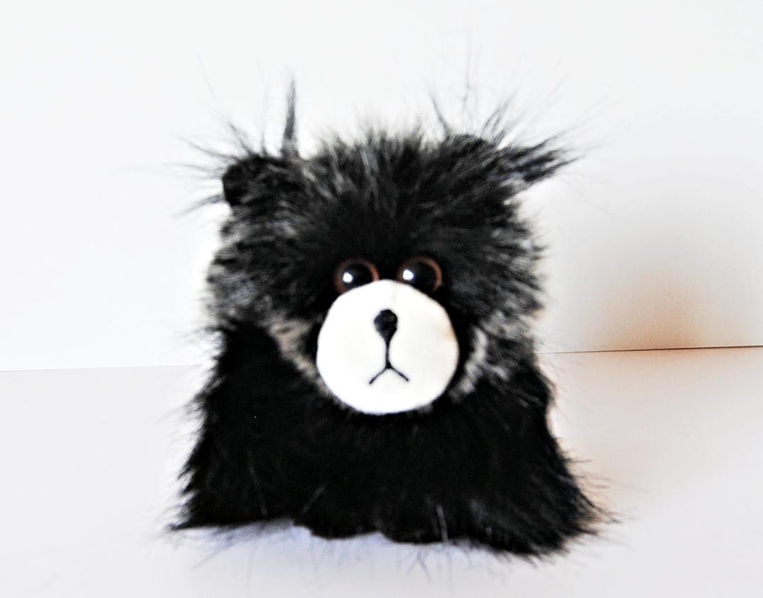 Frazzled Pomsy Bear: Black & White Furry Decor - Etsy