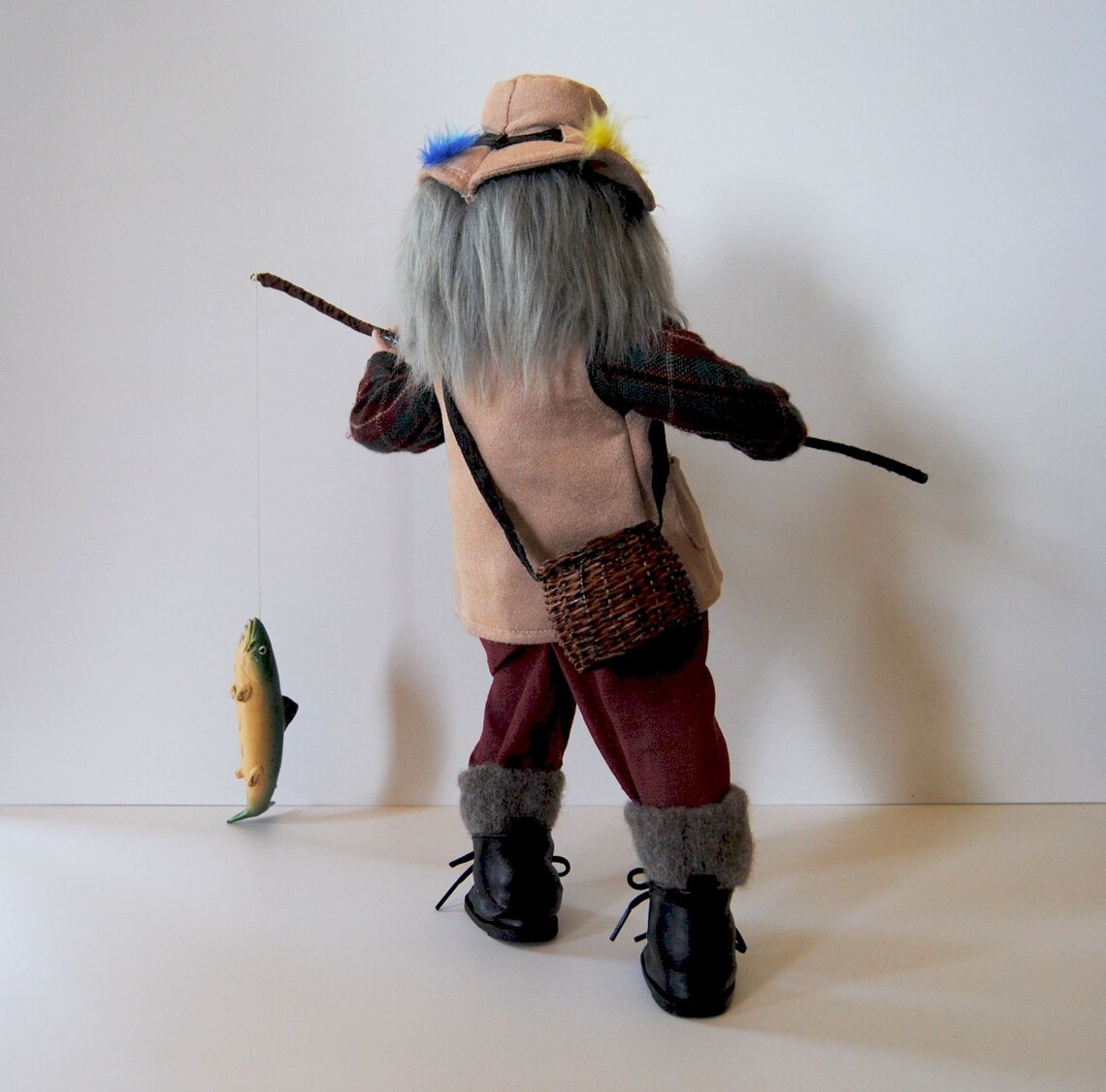 Fisherman Fishing Gnome, Outdoor Gnome, Rugged, Fish Gnome, Farmhouse ...