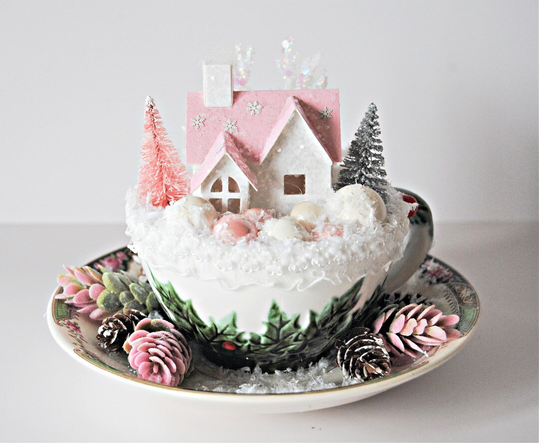 Winter Home Cup, Tea Cup Snow Scene, Christmas Display, Winter ...