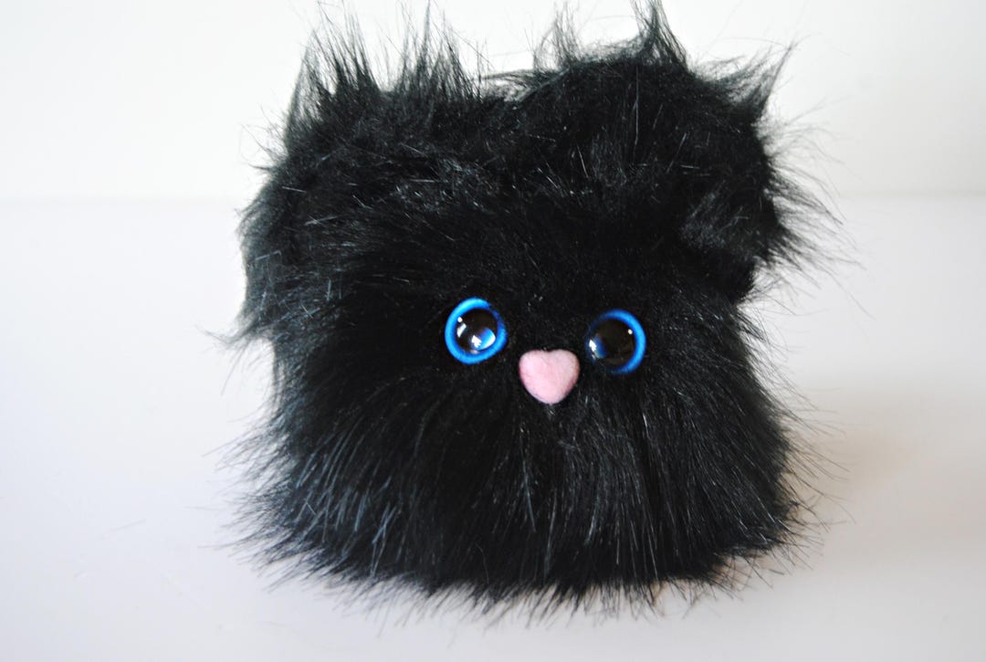 Fur Winged Pet, Black Handheld Creature, Furry Palm Pet, Pom Pom, Gift ...