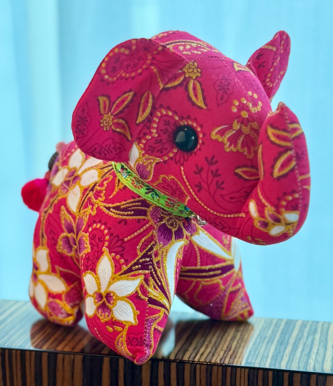 Handmade Thai Elephant Plush: Gold & Blue Polyester Stuffed Animal - Etsy