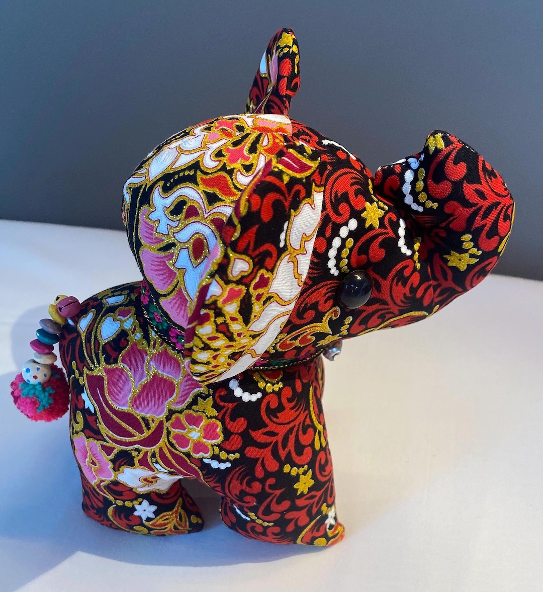 Elephant Black Red Baby Thailand Home Decor 6 Inches Tall Stuffed ...