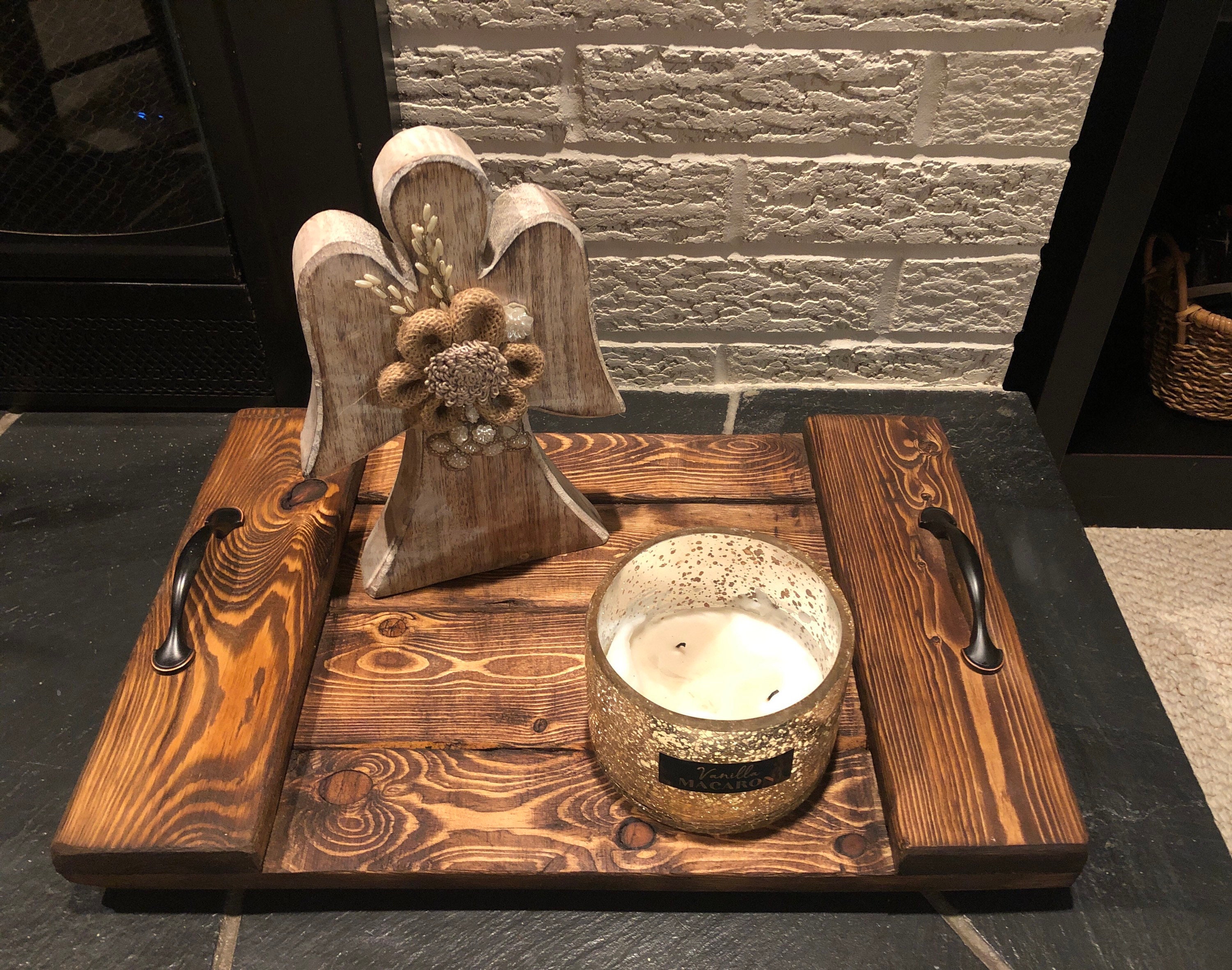 Wood Serving Tray ~ Rustic, Reclaimed Wood Serving Tray With Ball Feet ...