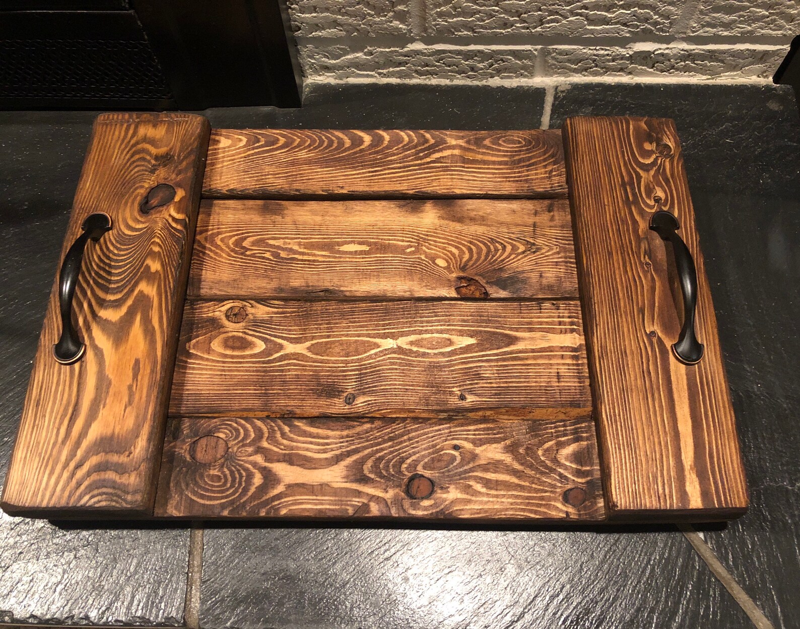 Wood Serving Tray ~ Rustic, Reclaimed Wood Serving Tray With Ball Feet ...