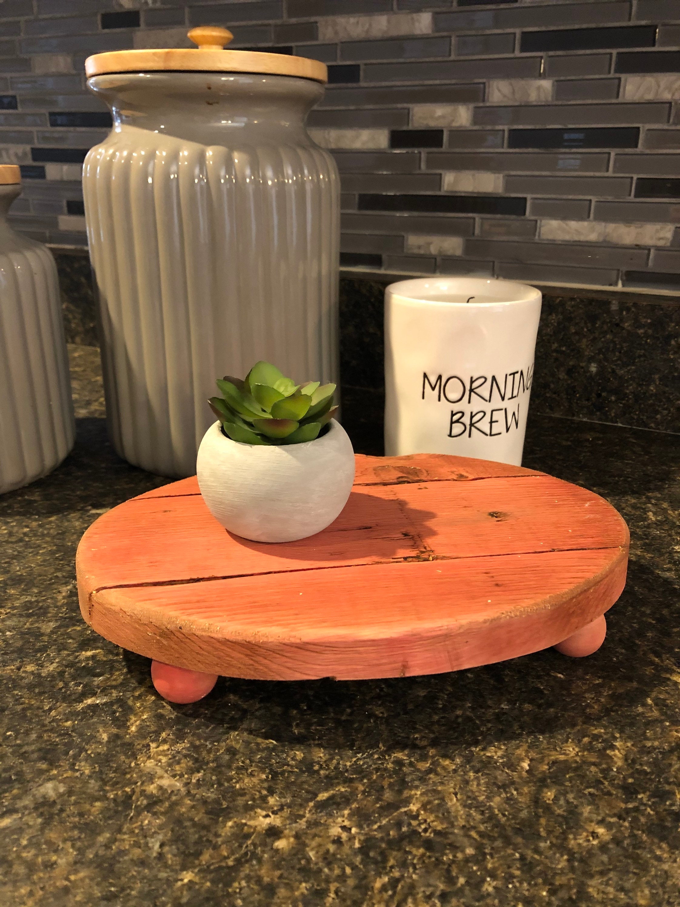 Small, Wood Riser With Ball Feet ~ Farmhouse Riser ~ Reclaimed Pallet ...