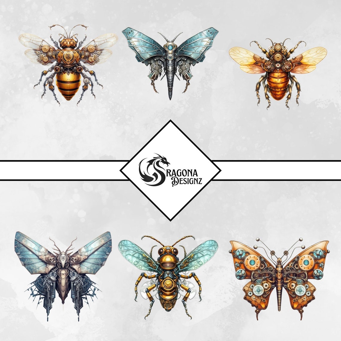 Steampunk Insects Clipart Bundle 14 PNG Victorian Bugs Graphics for ...