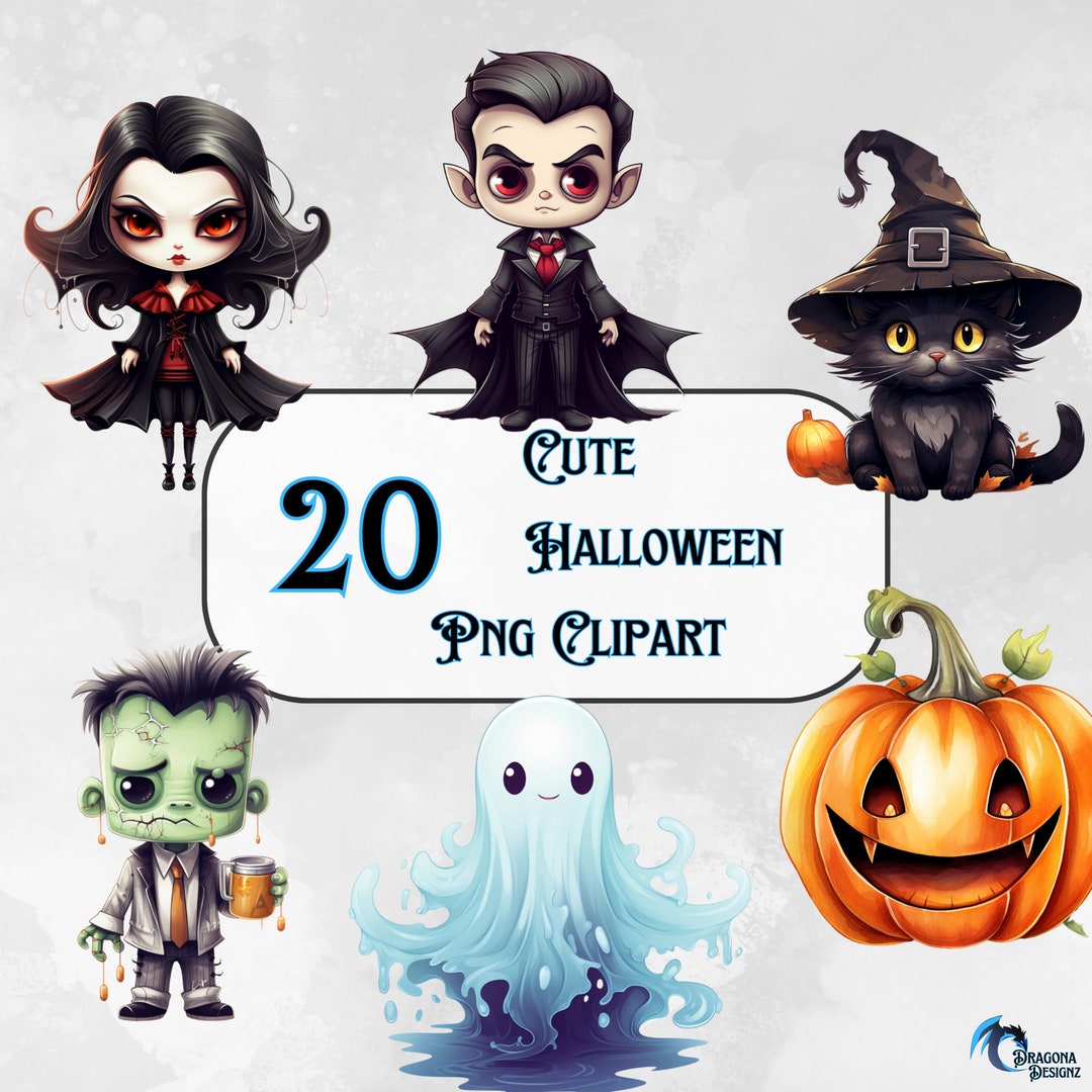 Halloween Clipart Bundle - 20 PNG Spooky and Cute Graphics for Journals ...