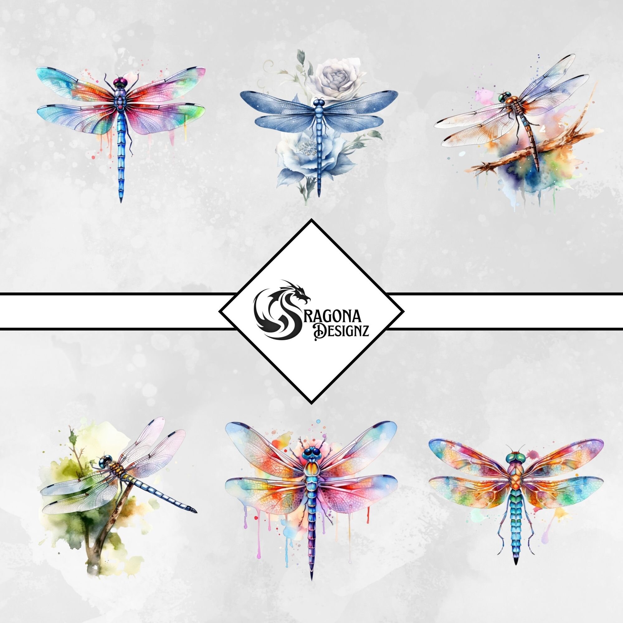 Watercolor Dragonfly Clipart 20 PNG Perfect for Scrapbooking, DIY ...