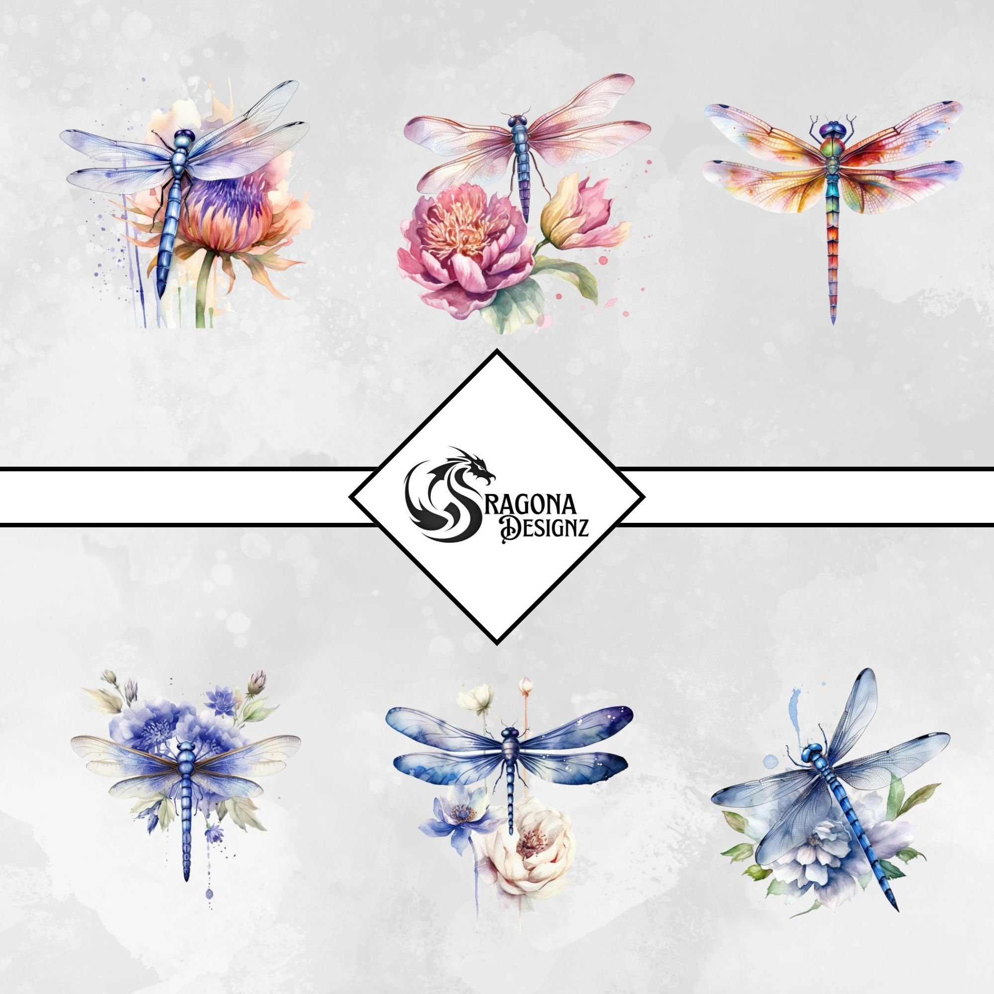 Watercolor Dragonfly Clipart 20 PNG Perfect for Scrapbooking, DIY ...