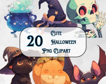Halloween Clipart Bundle - 20 PNG Spooky and Cute Graphics for Journals ...