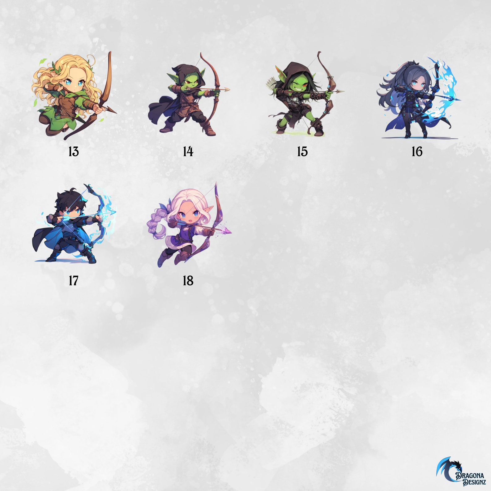 Chibi Anime Archer Clip Art - 18 Adorable Bow-wielding PNG Characters ...