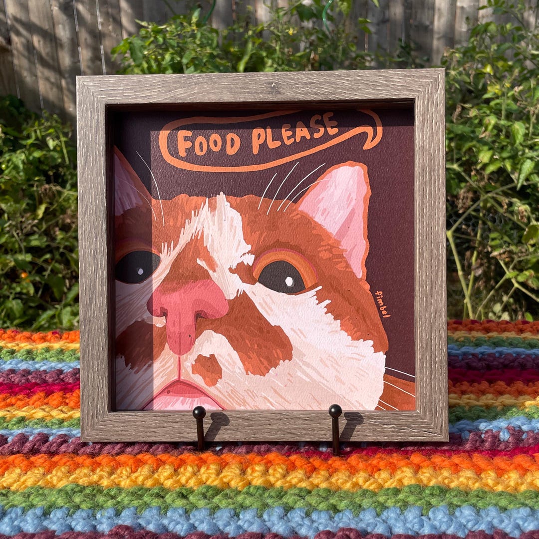 Art Print, Hungry Cat, Food Please, 8 X 8 Inch, Signed and Numbered - Etsy