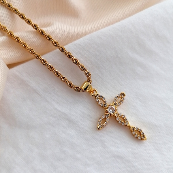 Gold Cross Necklace - Etsy