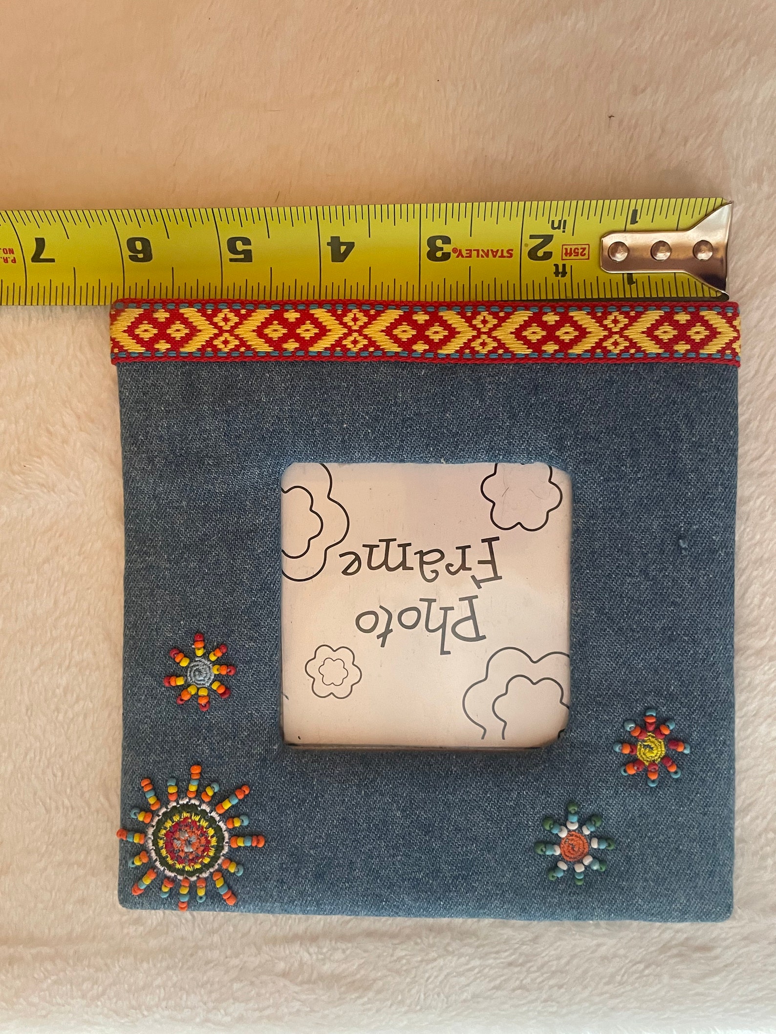 Denim Photo Frame / Beaded Photo Frame / Hippy Frame | Etsy