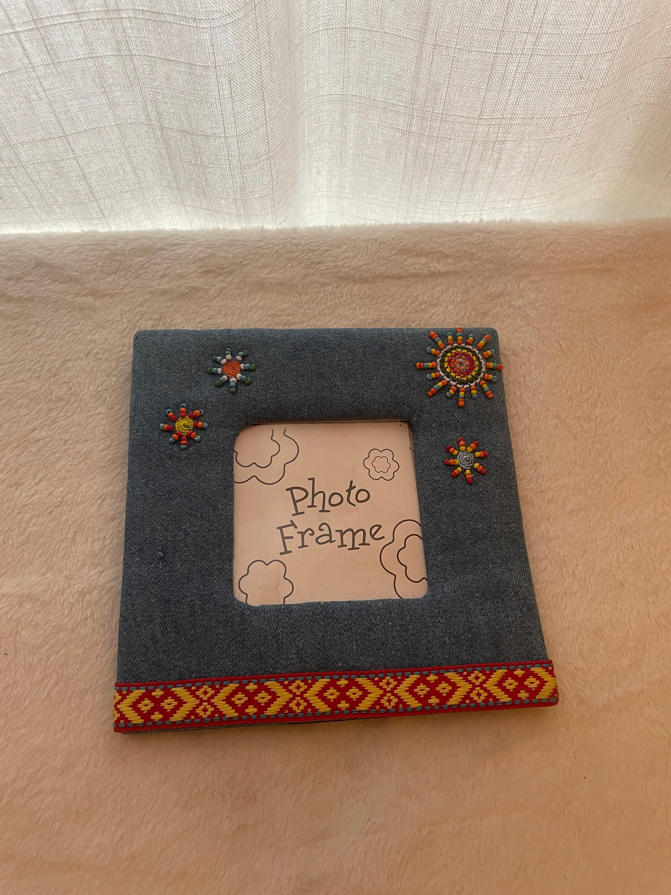 Denim Photo Frame / Beaded Photo Frame / Hippy Frame - Etsy
