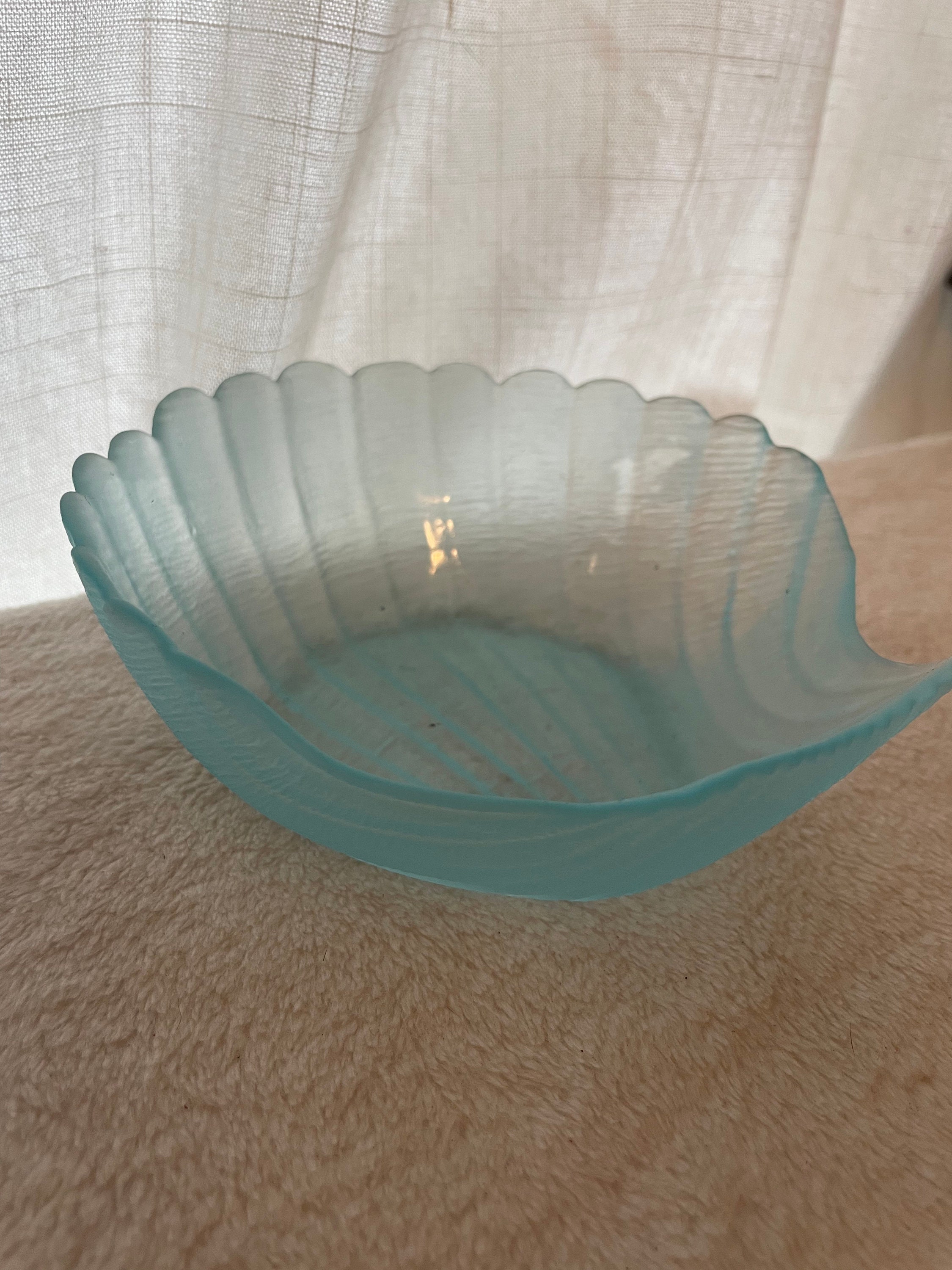 Baby Blue Seashell Dish / Glass Seashell Bowl - Etsy