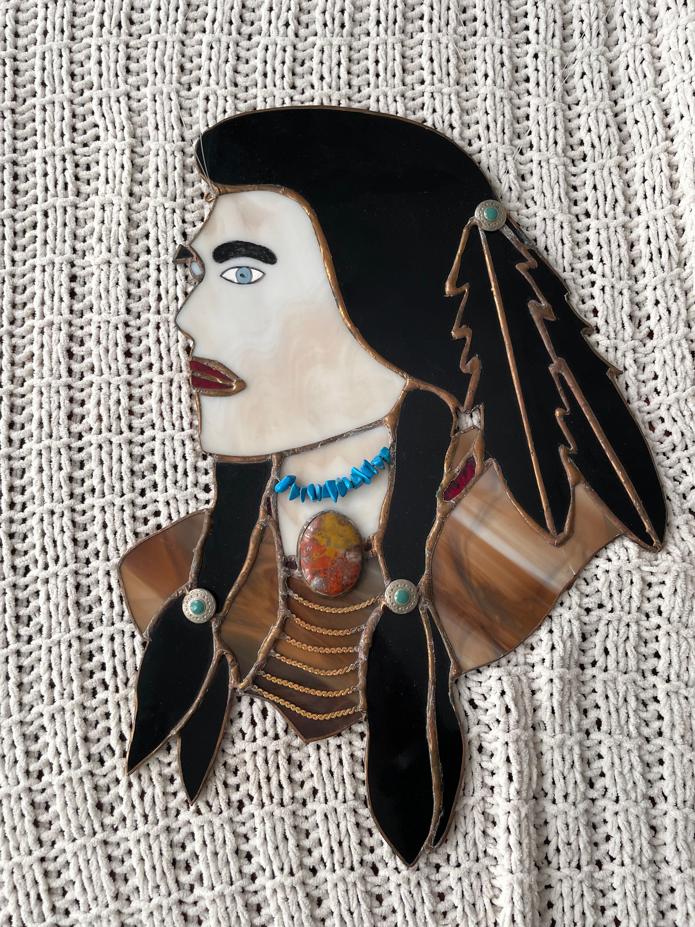 One of a Kind Indigenous Stained Glass Window Art Work / - Etsy