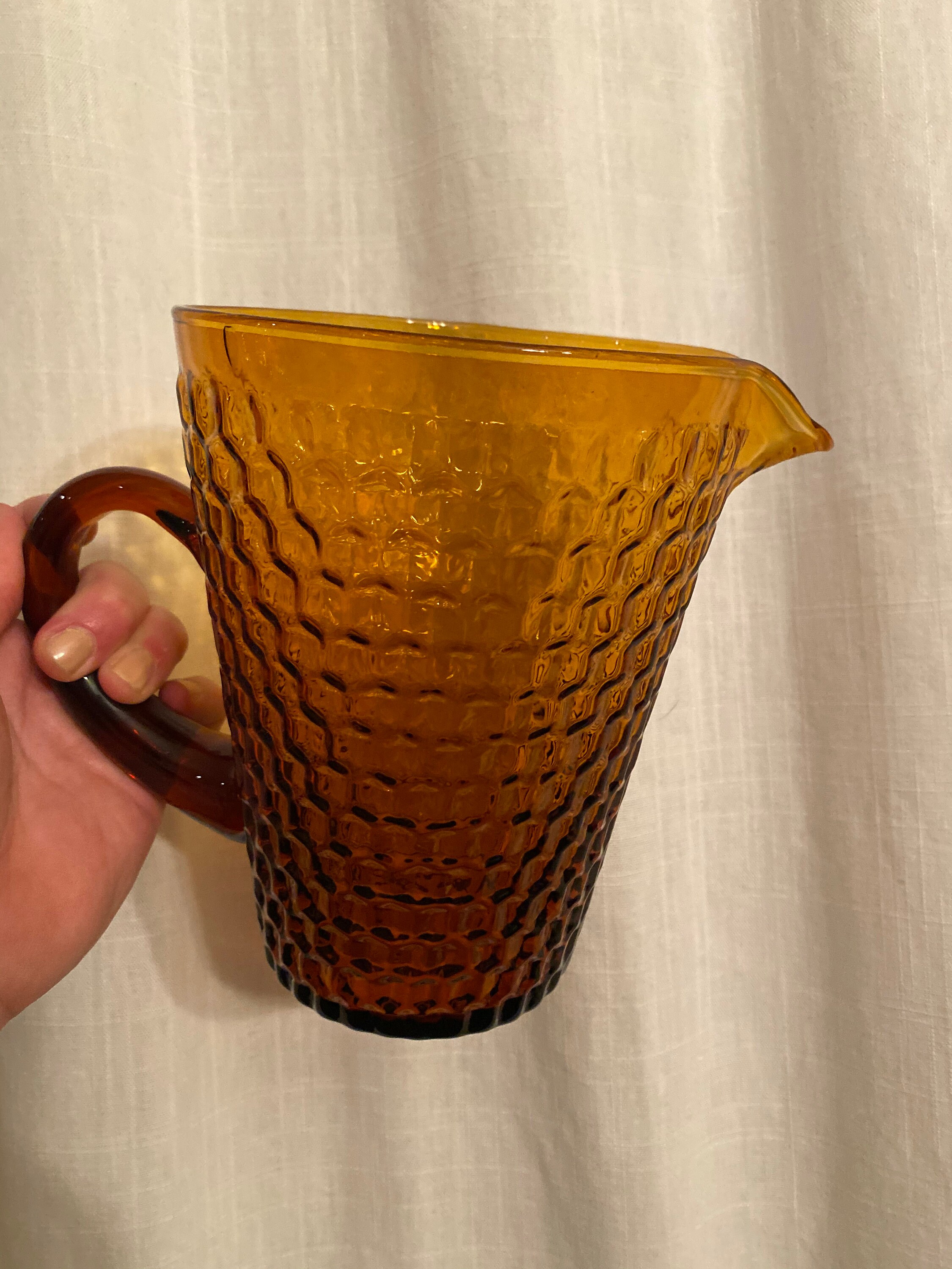 Amber Glass Jug / Glass Art / Large Glass Jug / Water Jug / - Etsy