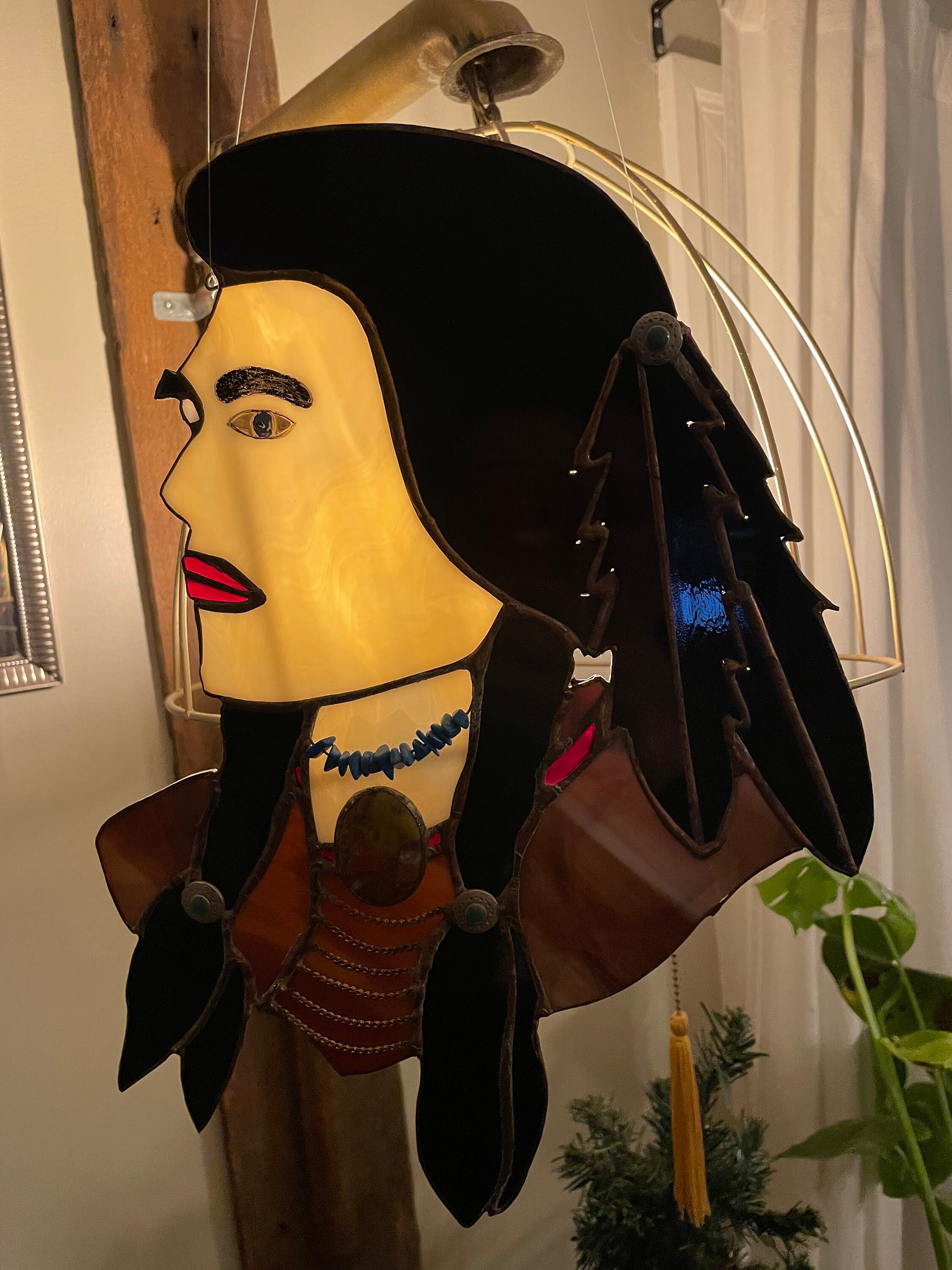 One of a Kind Indigenous Stained Glass Window Art Work / - Etsy