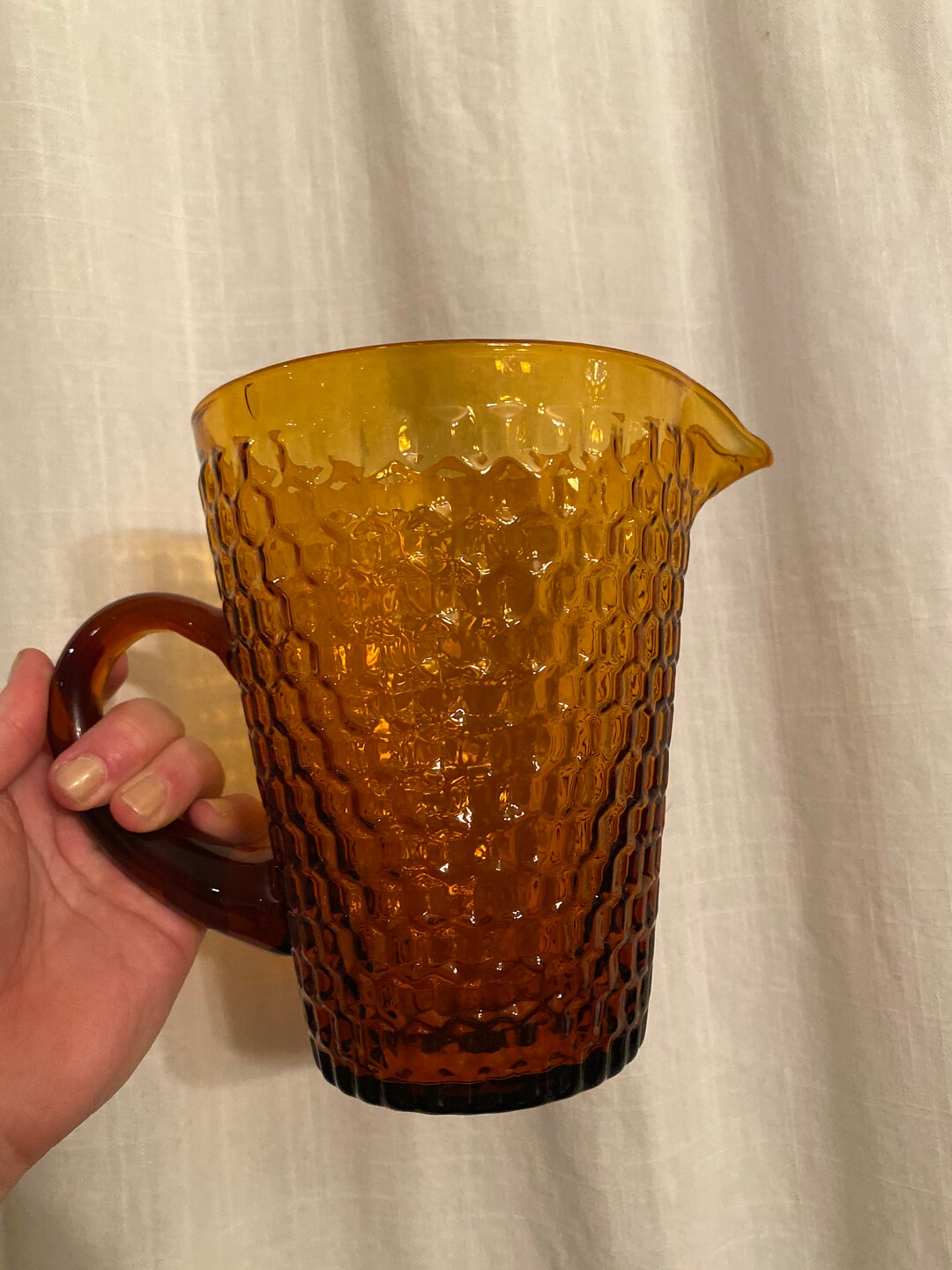 Amber Glass Jug / Glass Art / Large Glass Jug / Water Jug / Glass ...