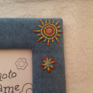 Denim Photo Frame / Beaded Photo Frame / Hippy Frame - Etsy