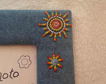 Denim Photo Frame / Beaded Photo Frame / Hippy Frame - Etsy