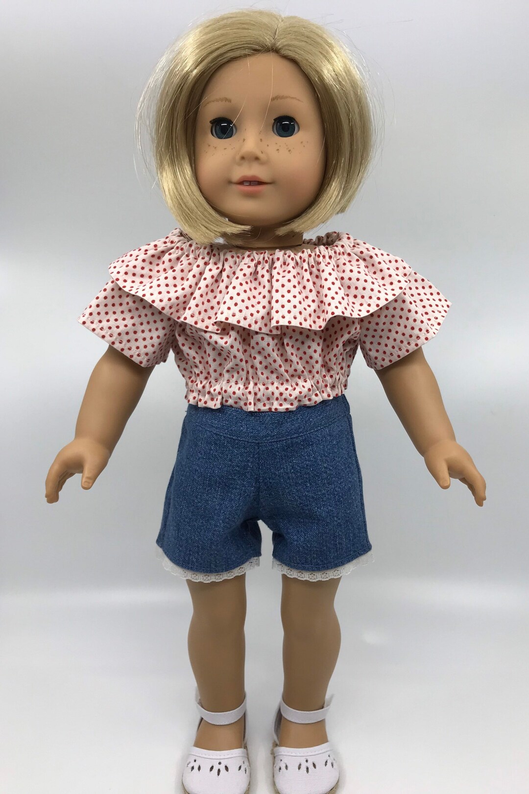 18 Inch Doll Peasant Style Crop Top With Denim Shorts - Etsy