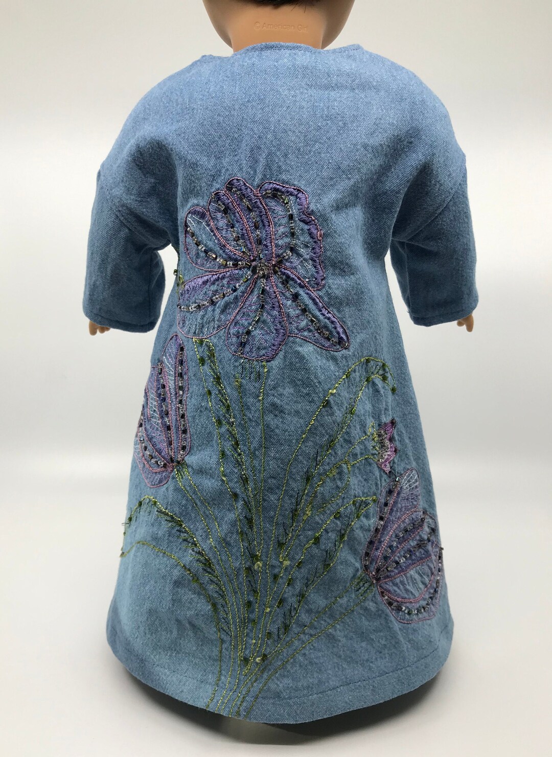 18 Inch Doll Light Blue Long Embellished Jean Jacket With Cargo Pants ...