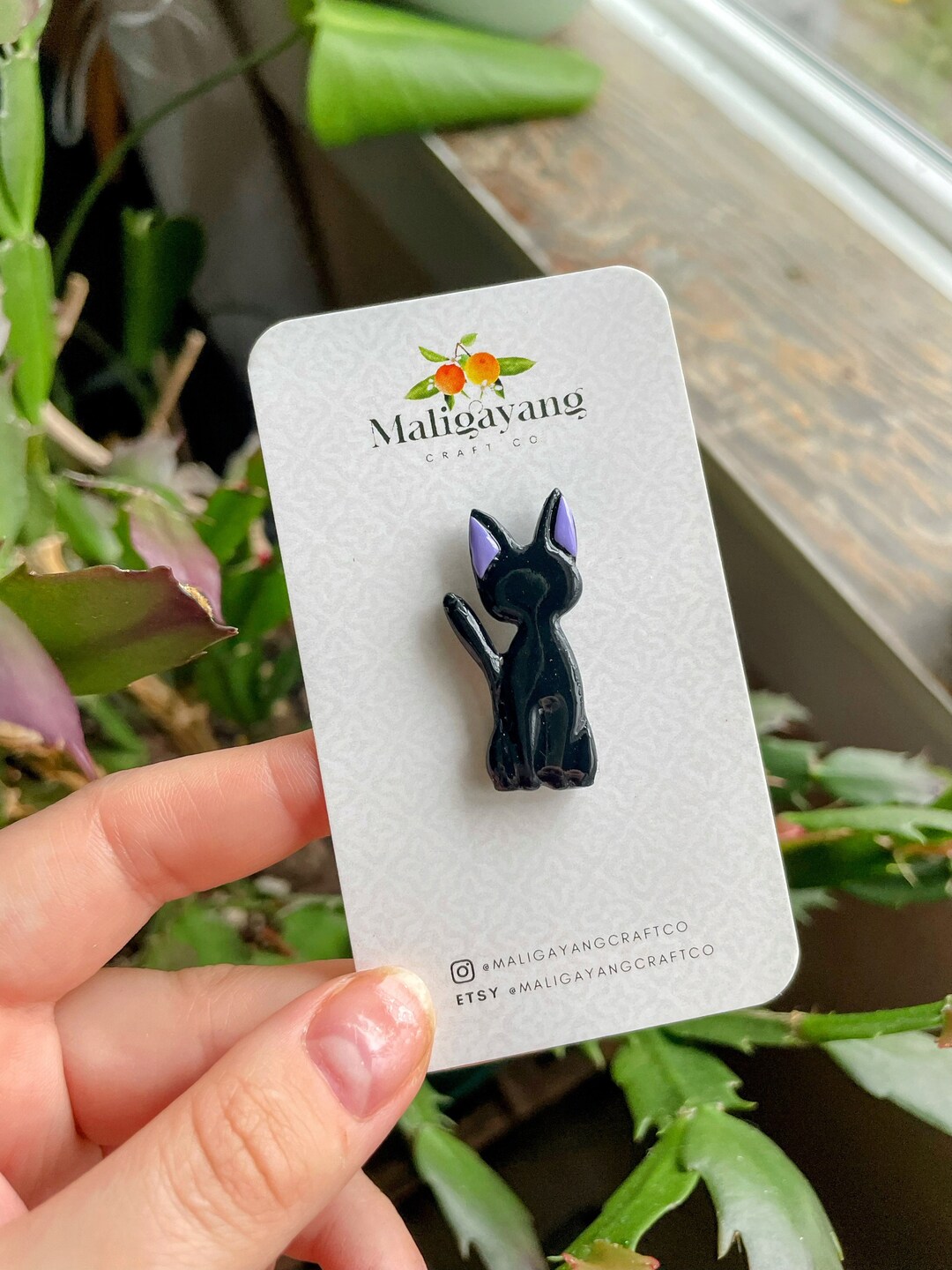 Jiji Cat Character Clay Pin | Light-weight Polymer Clay | Filipino ...