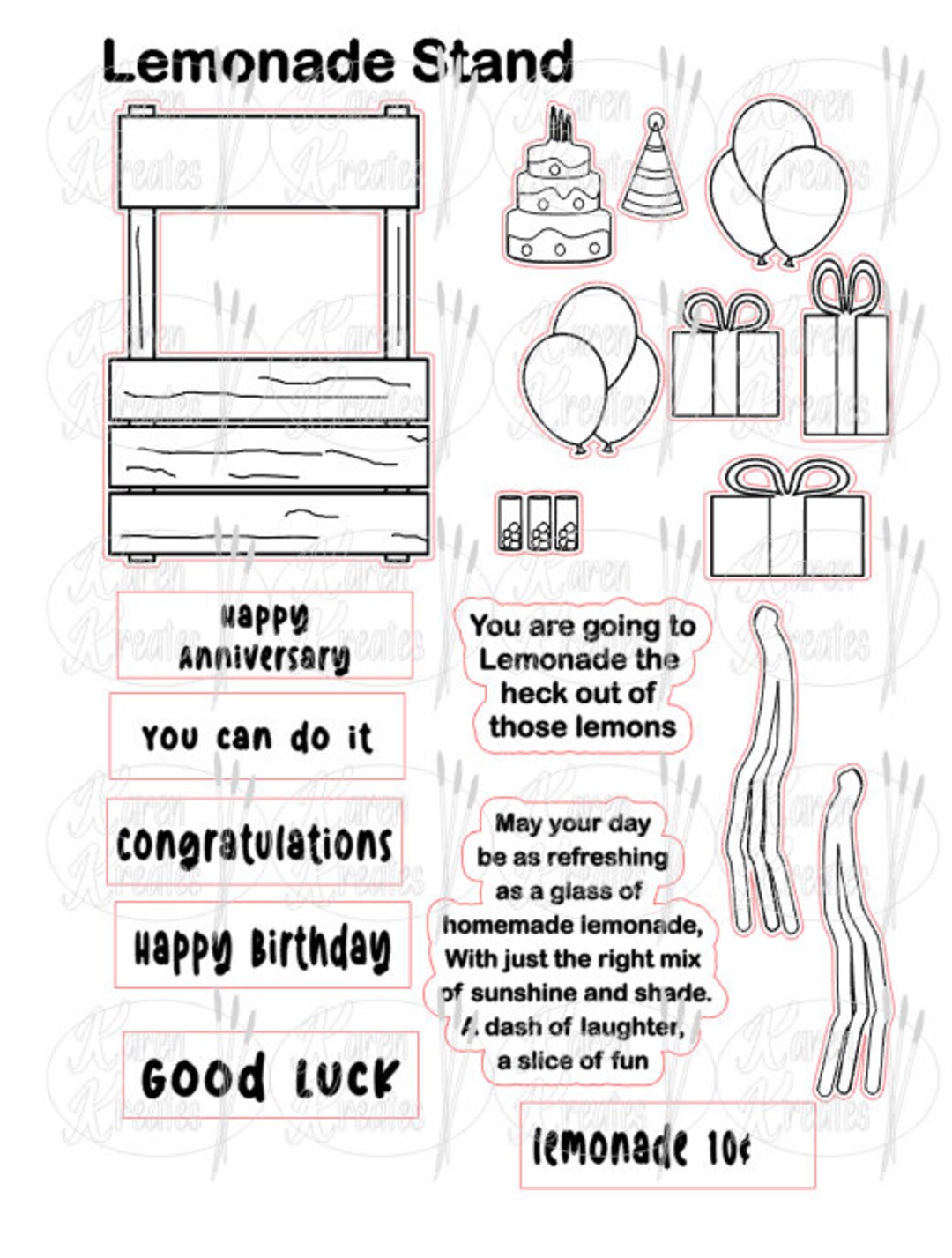 Lemonade Stand Digital Stamp Set - Etsy