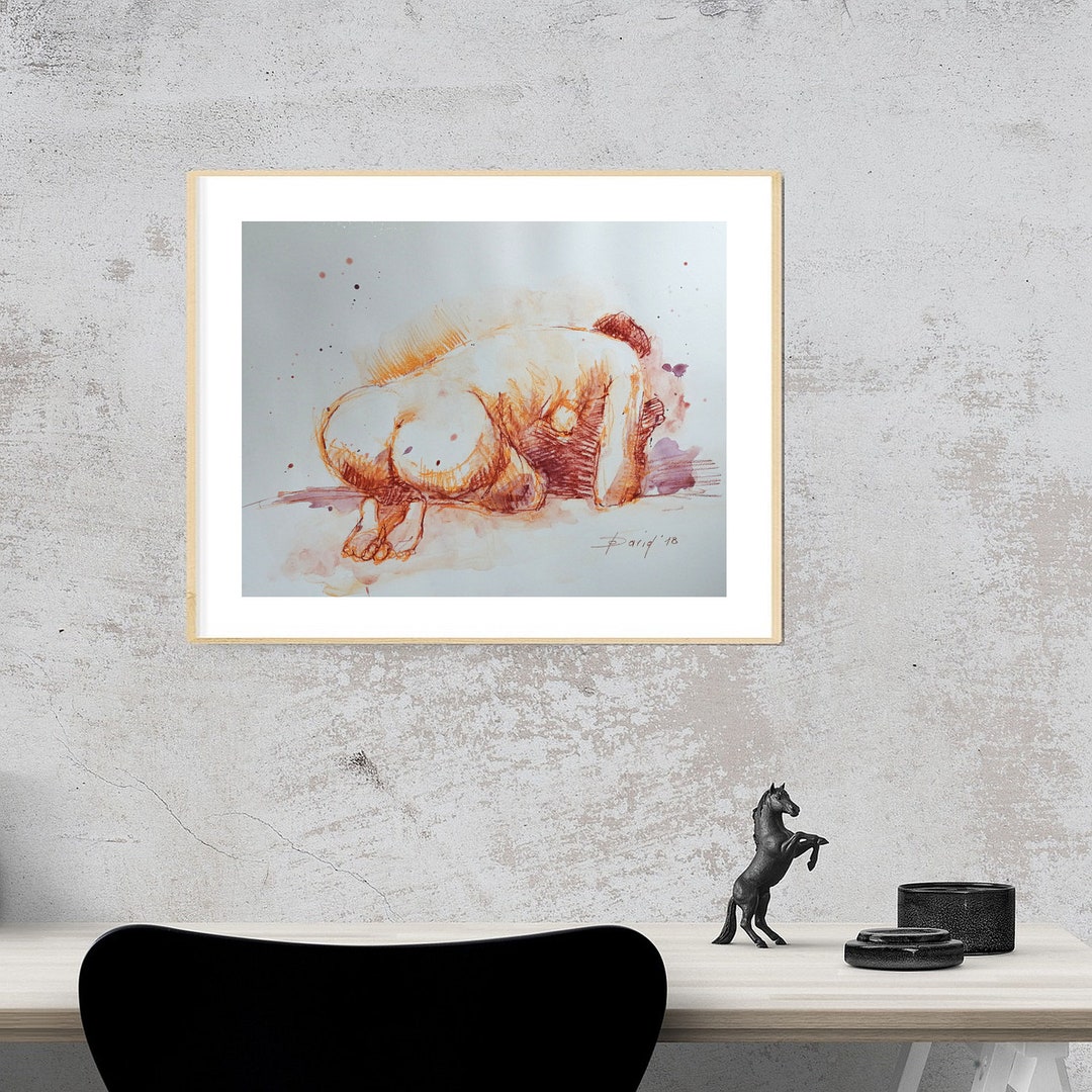 Female Body Nude Hand-painted Original Nude Drawing Nude Study 831 ...