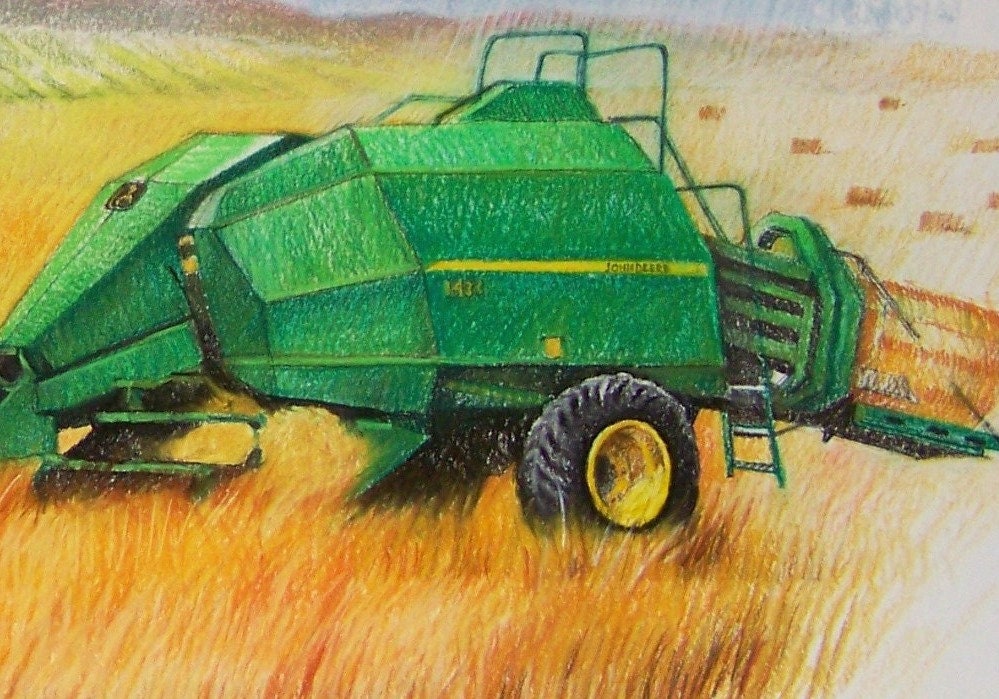 John Deere Tractor Original Drawing 100% Hand Drawn Agriculture ...