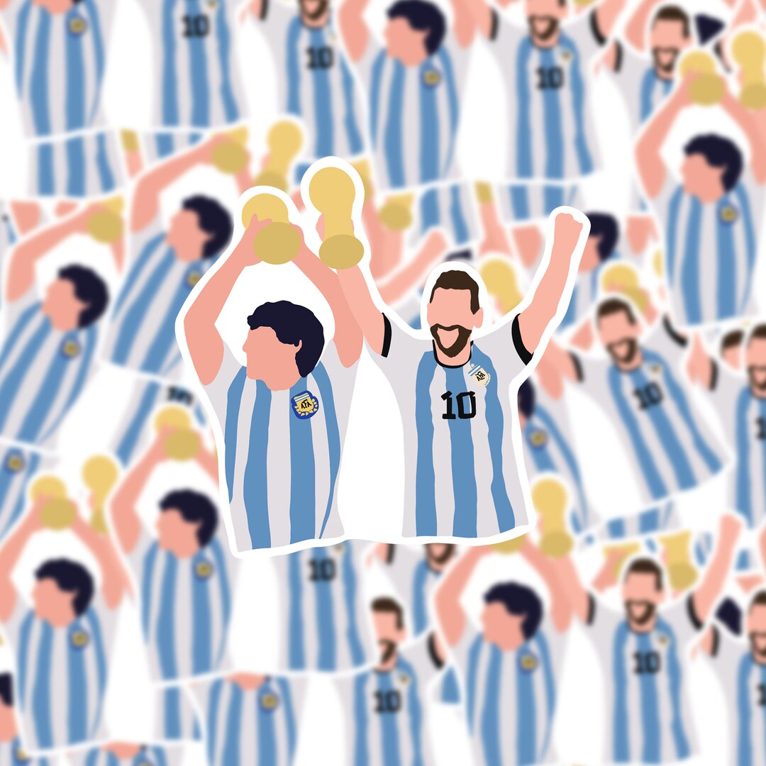 Maradona and Messi World Cup Trophy Sticker - Etsy