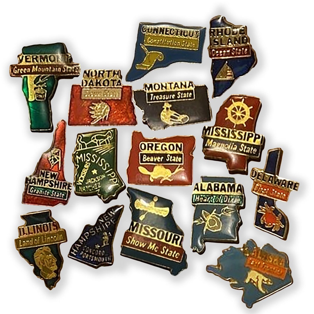 Vintage 50 Nifty States Pins - Etsy