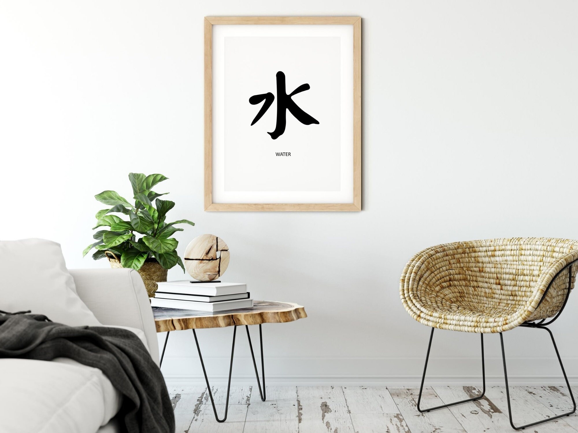 Water Chinese Character Printable Home Decor Feng Shui Element Digital ...