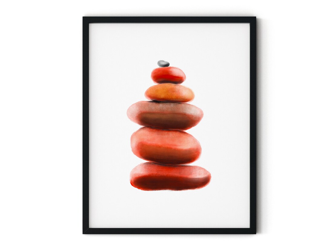 Serene Watercolor Zen Stones Wall Art: Printable Balancing Rocks Decor ...