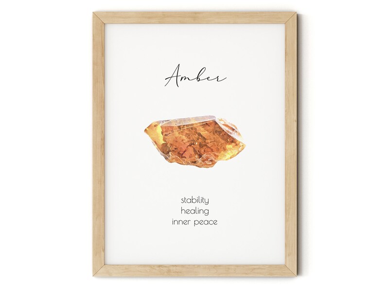 Amber Printable Home Decor Watercolor Gemstone Digital Print - Etsy