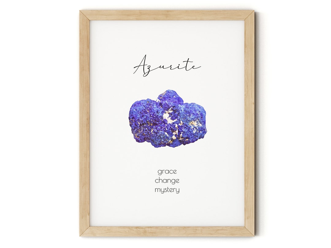 Azurite Printable Home Decor Watercolor Gemstone Digital - Etsy