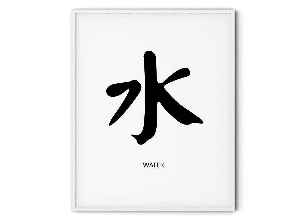 Water Chinese Character Printable Home Decor Feng Shui Element Digital ...