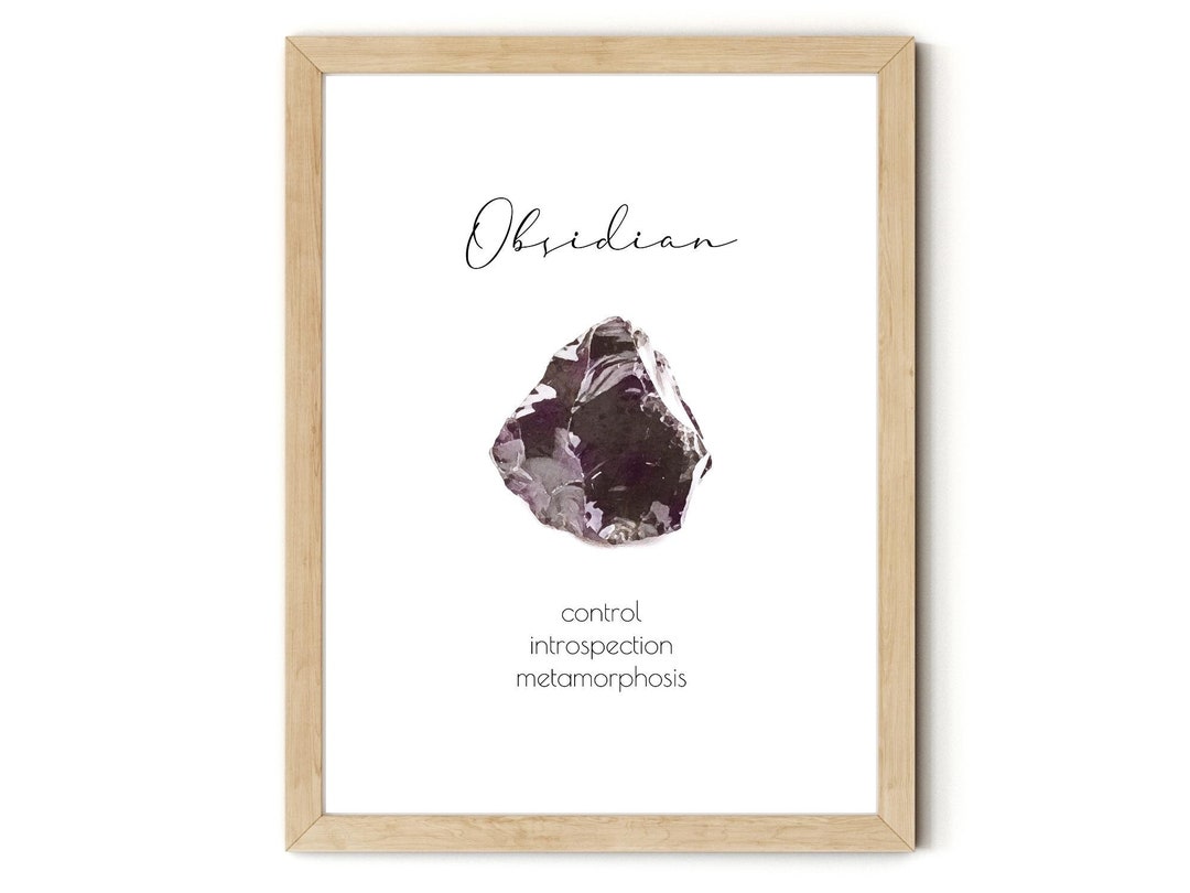 Obsidian Watercolor Printable Wall Art Gemstone Digital Downloadable ...