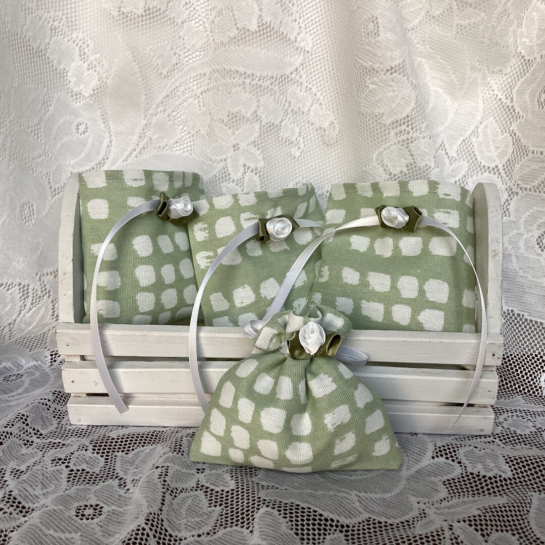 Green and White Print on Cotton Sachet Bags - Etsy