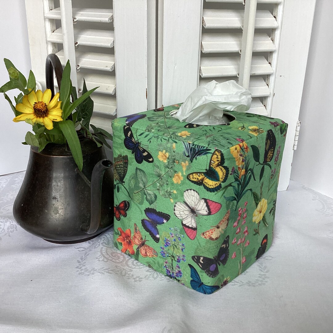 Butterflies on Green Tissue Box Cover - Etsy